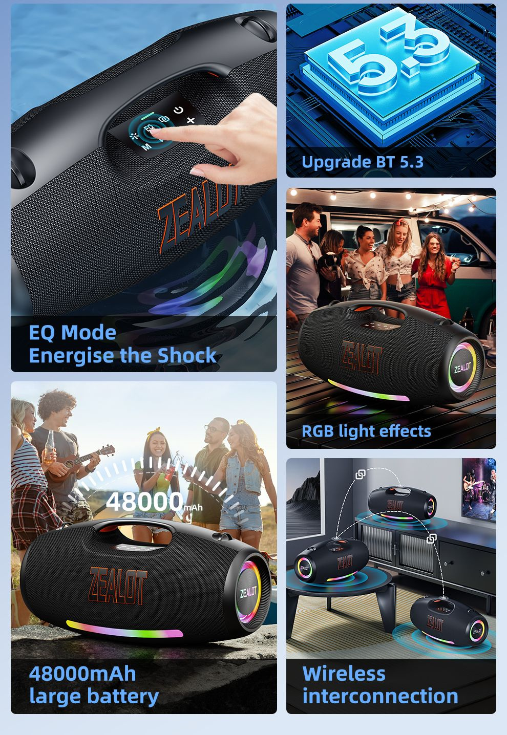 ZEALOT S89 250вт портативная колонка блютуз беспроводная большая мощная ...