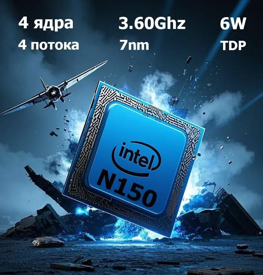 Мини-ПК (Intel N150, RAM Отсутствует, Intel Graphics, Windows 11 Pro ...