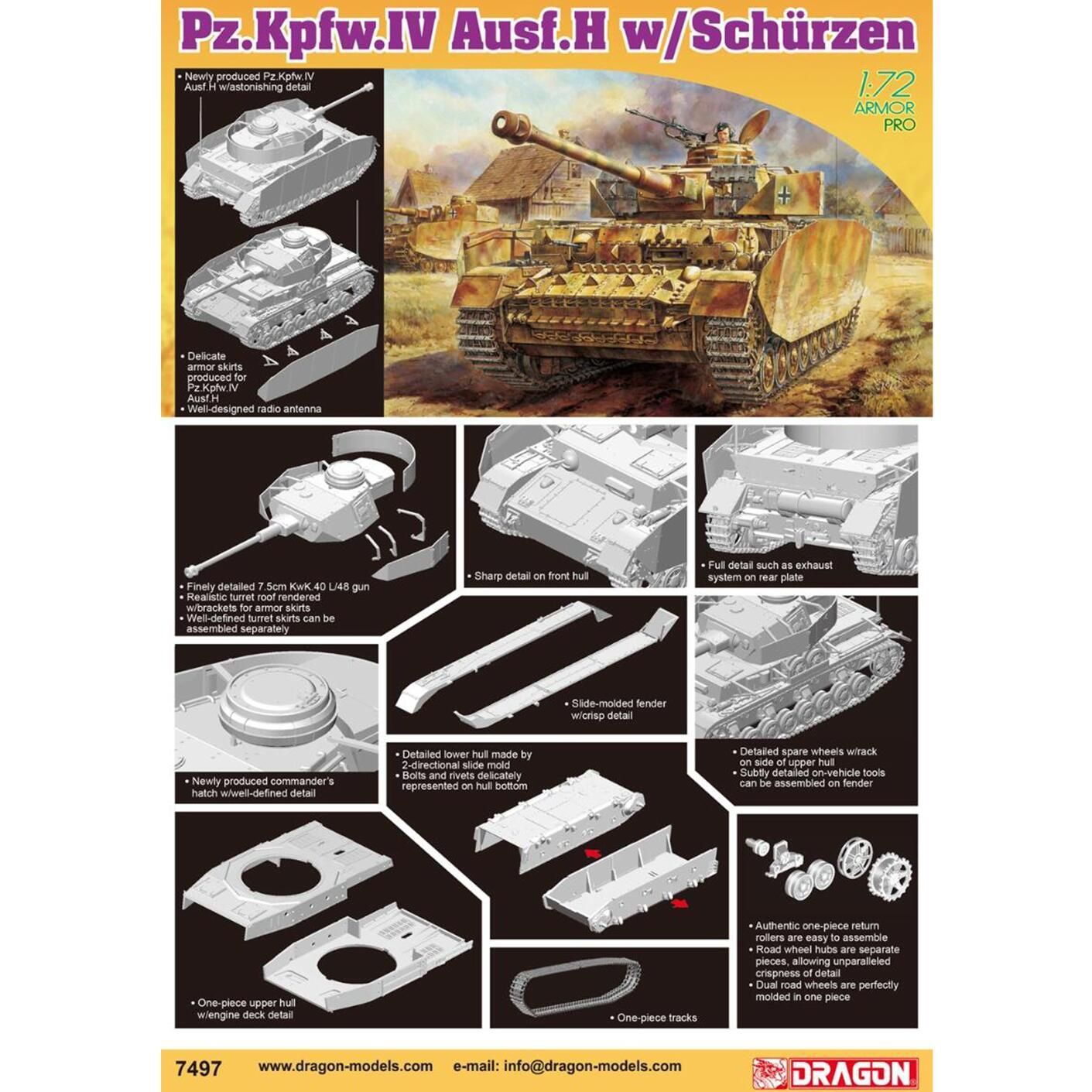 DRAGON 7498 1/72 по шкале Pz.Kpfw.IV Ausf. J среднее производство ...