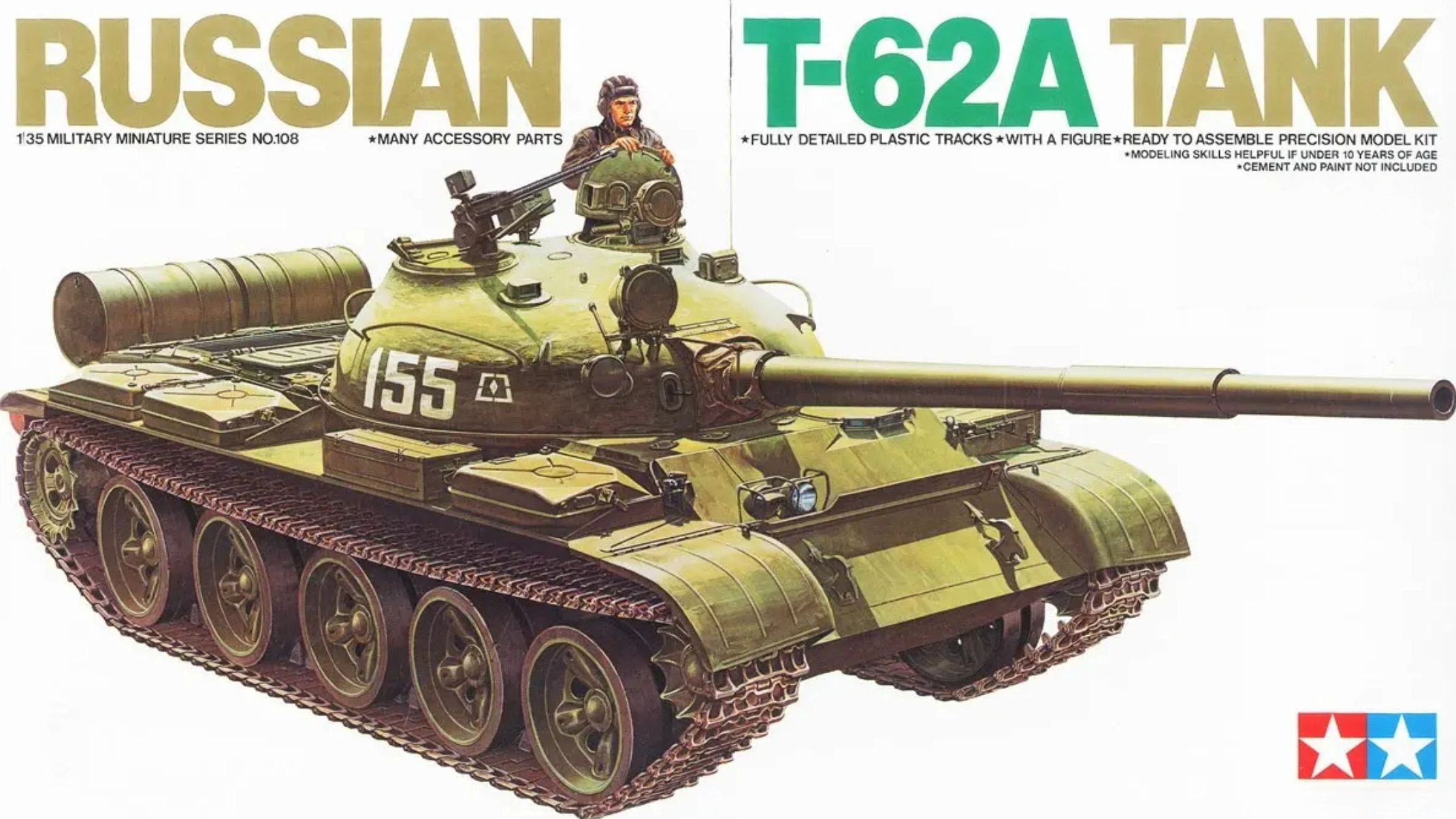 Tamiya 35108 1/35 Российский главный боевой танк Т-62А Военная модель ...