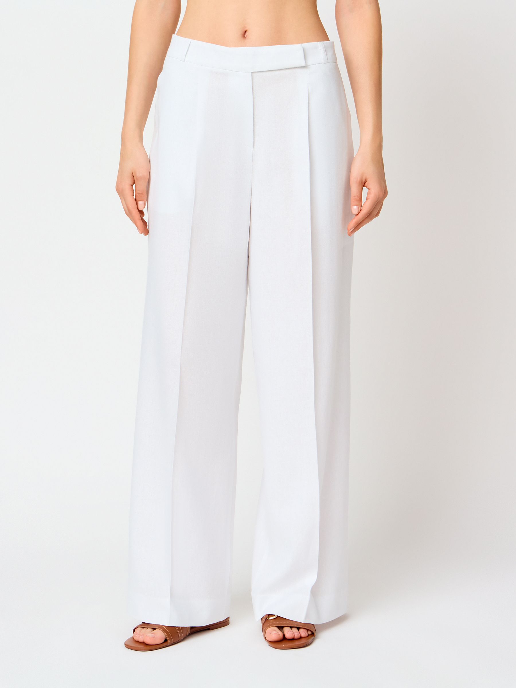 Брюки Женский VITTORIA VICCI белый Хлопок, Лён Повседневный, размер 48 ...
