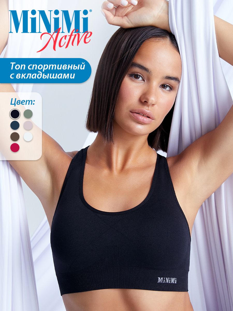 Топ Женский Minimi черный, размер 48, 50 Микрофибра Повседневный Фитнес Китай Без застежки ...