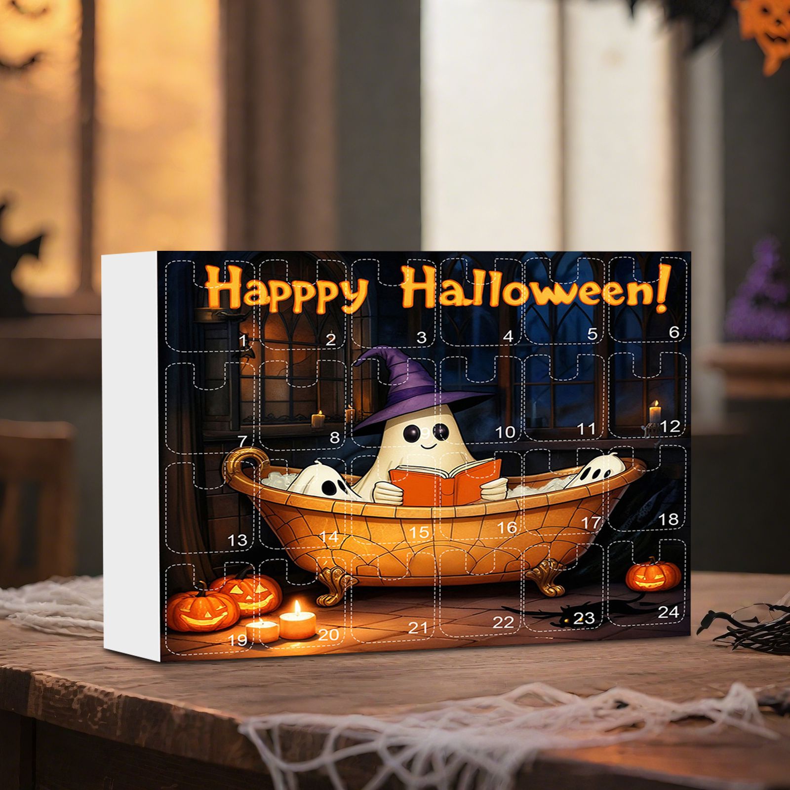 Spooky Advent Calendar 24PCS 2D криловые призрачные украшения алендарь ...