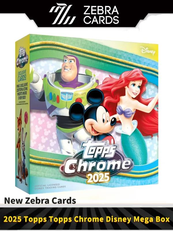 2025 Topps CHROME Disney Mega Box- содержит 15 упаковки (60 карточек ...