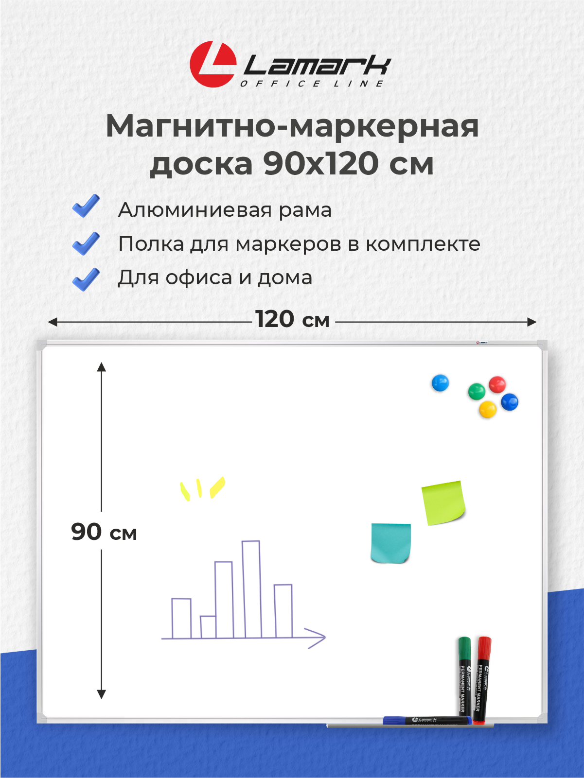 Доска магнитно маркерная на стену 90х120 LAMARK купить на OZON по ...