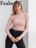 Свитер Женский Feabrate серовато-розовый Полиэстер, размер 44, 46 Без застежки облегающий ...