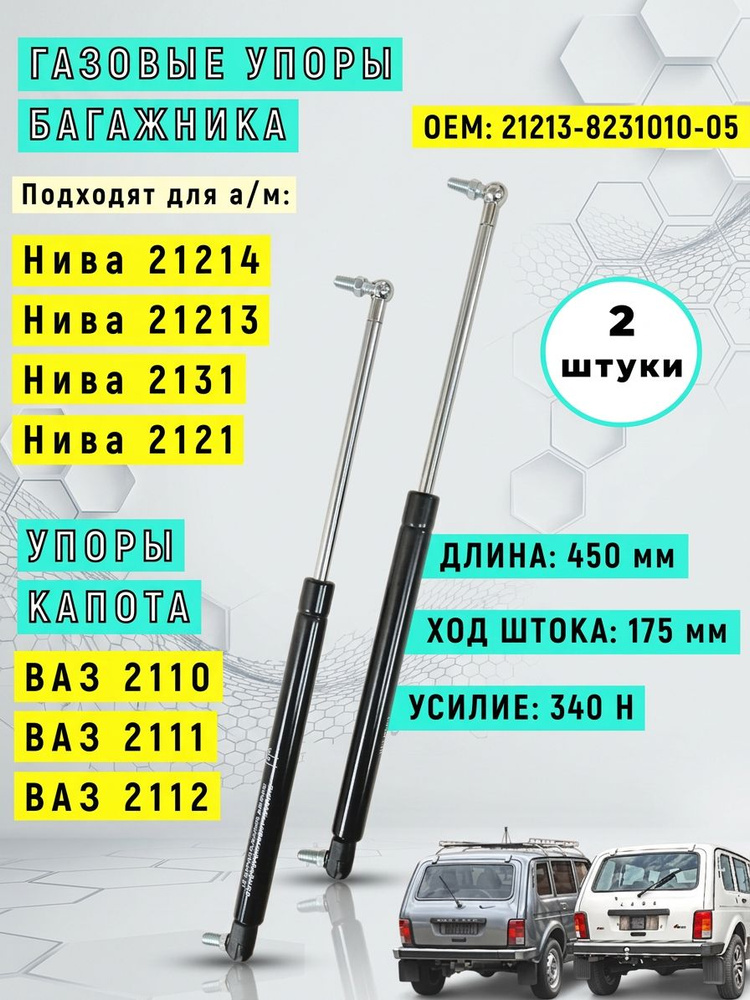 Газовые упоры багажника применяется для Нива 2131, 21213, 21214 ...