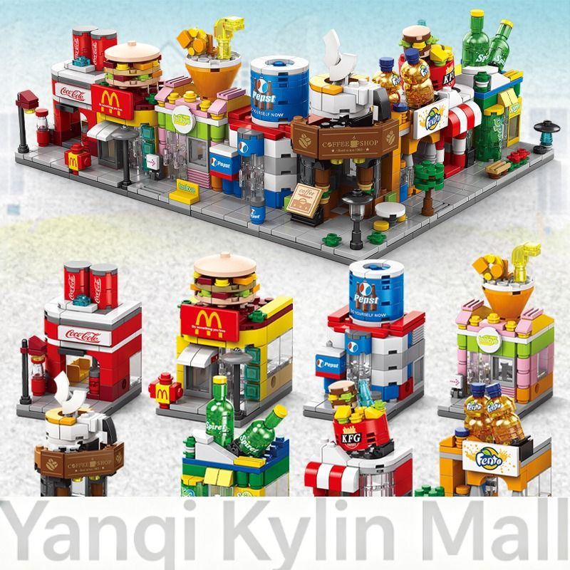 Набор мини-магазинов уличной еды из 8 предметов: McDonald's, KFC, Coca ...
