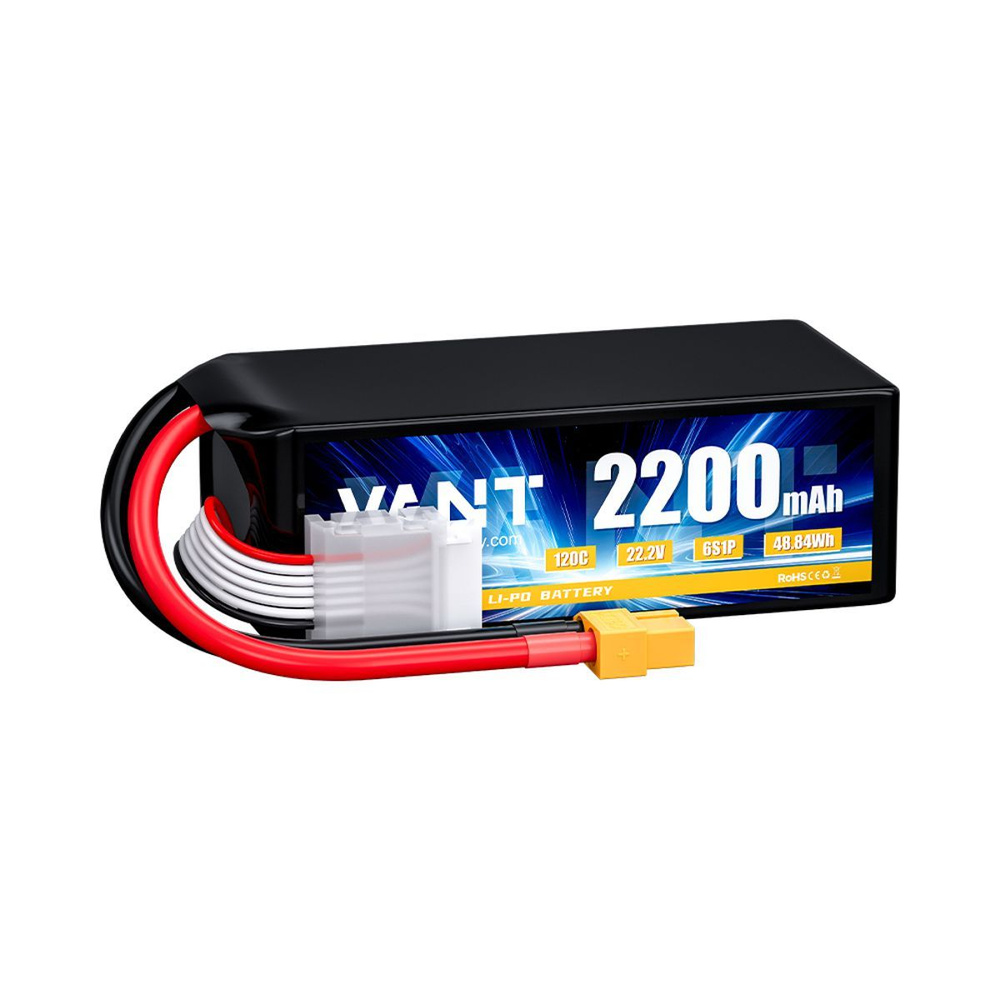 Аккумулятор LiPo Vant - 22.2В 2200мАч 120C (6S, разъём XT60), с ...