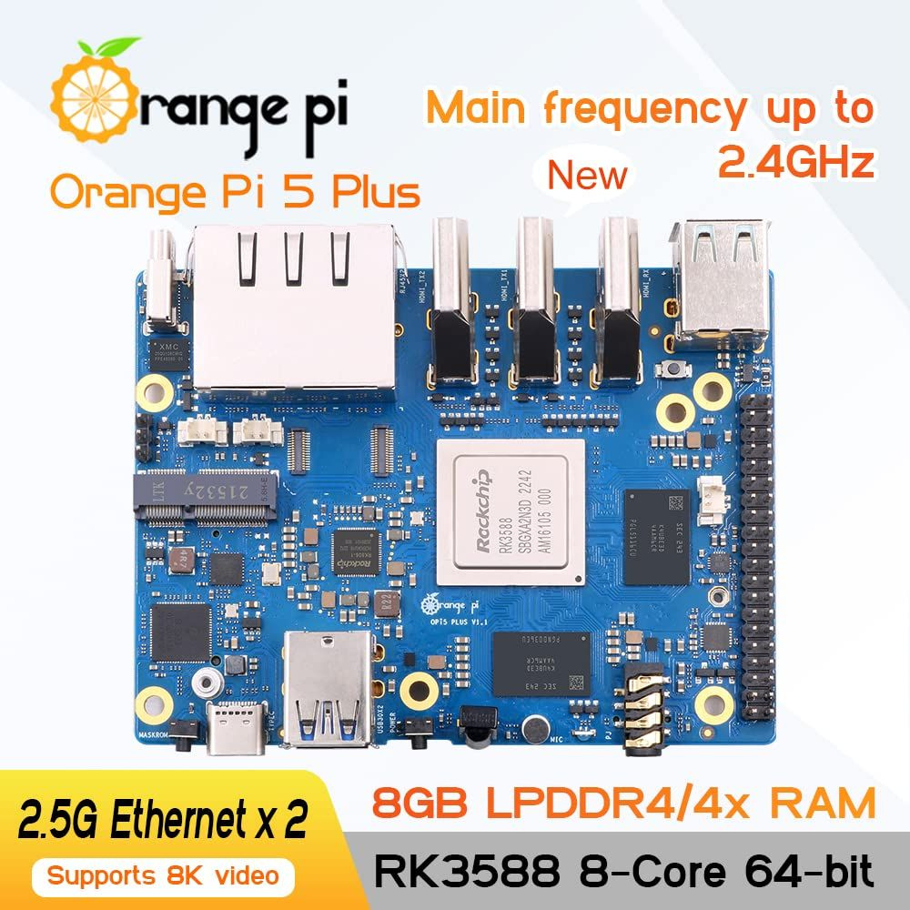 Микрокомпьютер Orange PI 5 Plus 8 ГБ, LPDDR4/4x Rockchip RK 3588 8-ядерный 64-разрядный ...