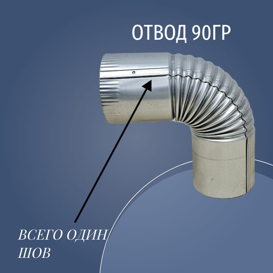 Отвод Ф130мм оцинкованный, для газовых колонок, для буржуек, для ...