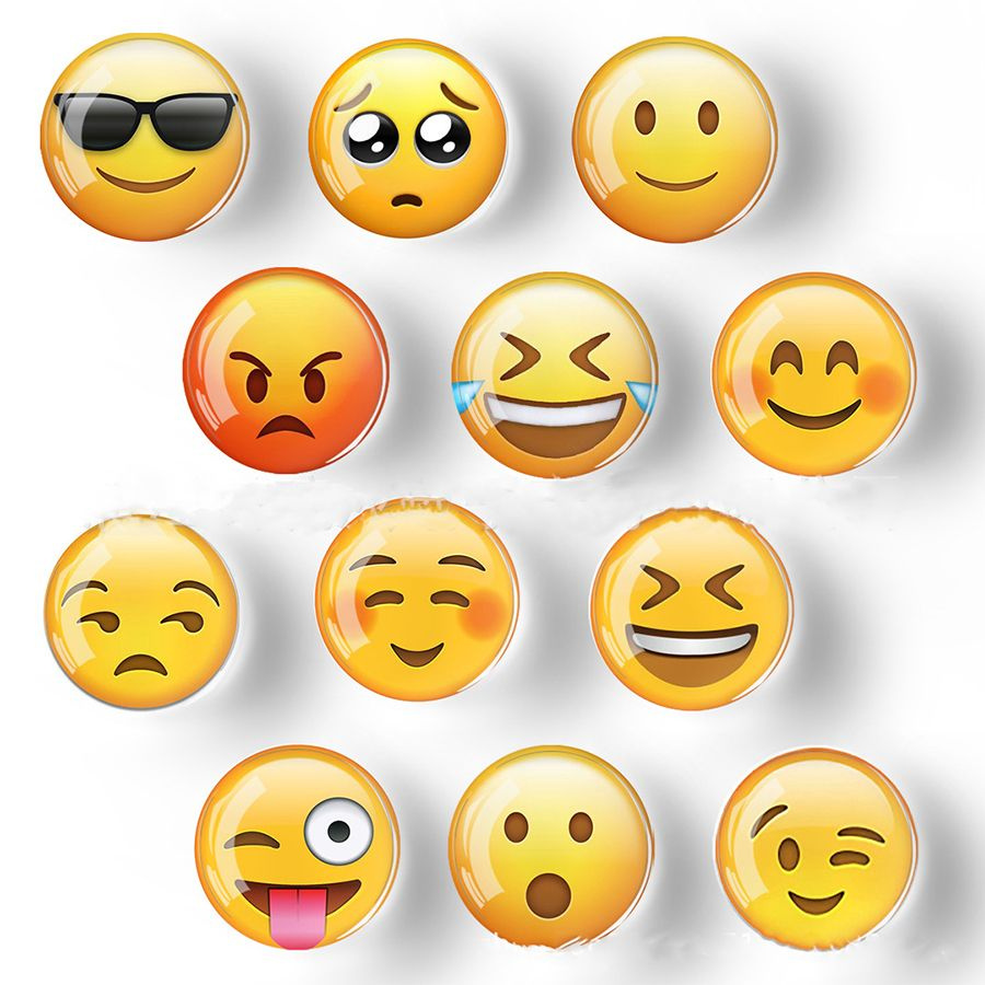 Магниты смайлики эмодзи emoji стеклянные 3D для холодильника, для доски ...