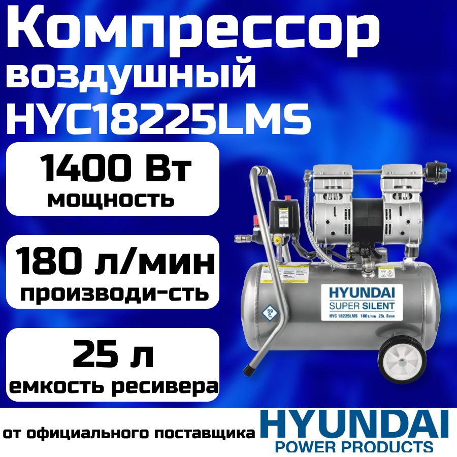 Компрессор Безмасляный Hyundai Power Products, 1000 Вт - купить по ...