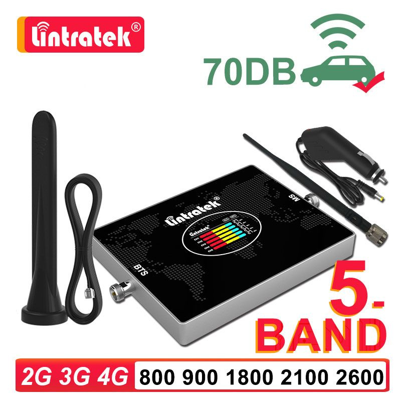 Lintratek 5-полосный Автомобильный усилителей сотовой связи gsm 3G 4G 5G 800 900 1800 2100 2600 ...