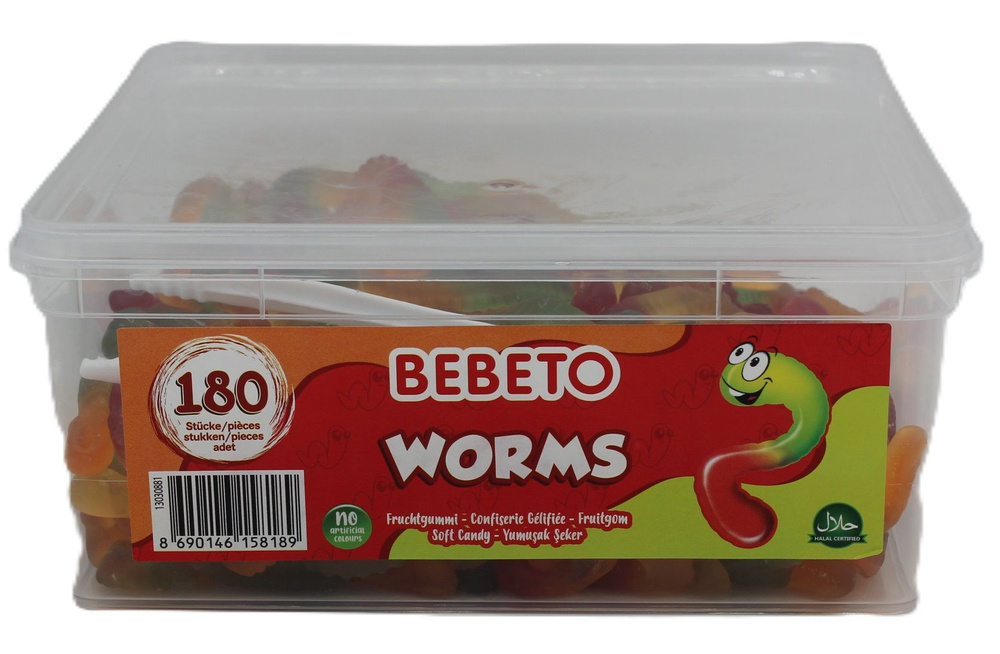 Мармелад жевательный Bebeto OILY Worms со вкусом лимона, клубники ...