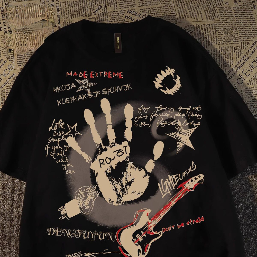 Футболка Женский, Мужской SYJWY черный Короткий, размер 40 Хлопок Буквы и цифры Офисный/школьный ...