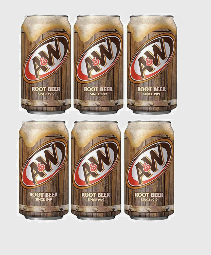 Безалкогольные газированные напитки, A&W Root Beer ( 6 банок по 0.35 л ...