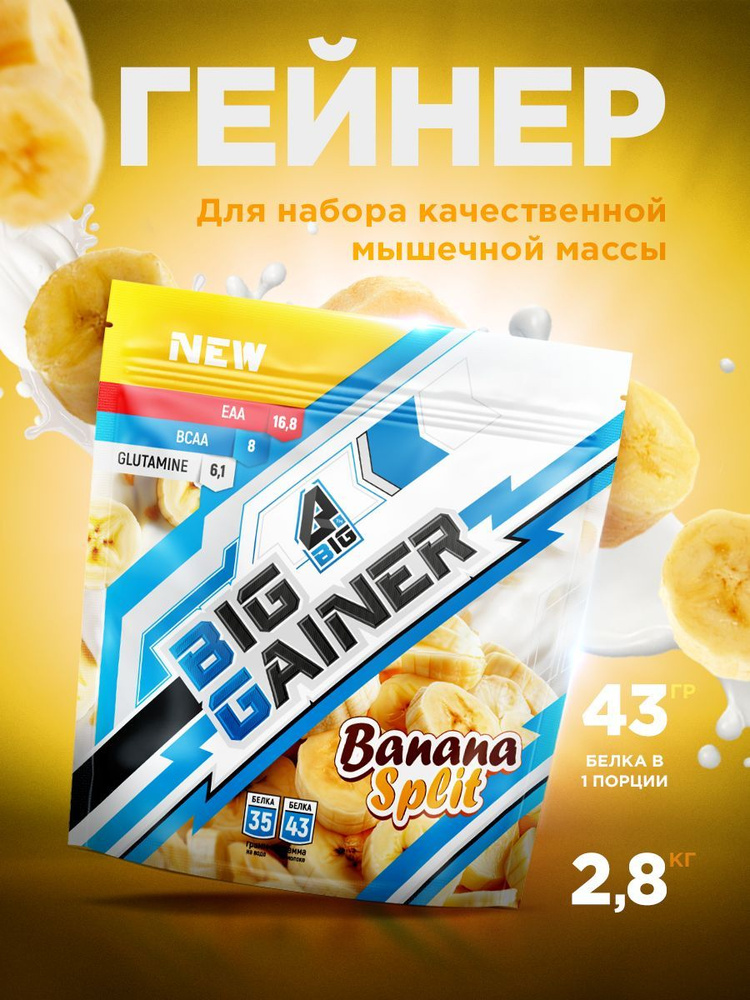 Гейнер BIGSNT BIG GAINER для набора мышечной массы высокобелковый / 2.8 ...