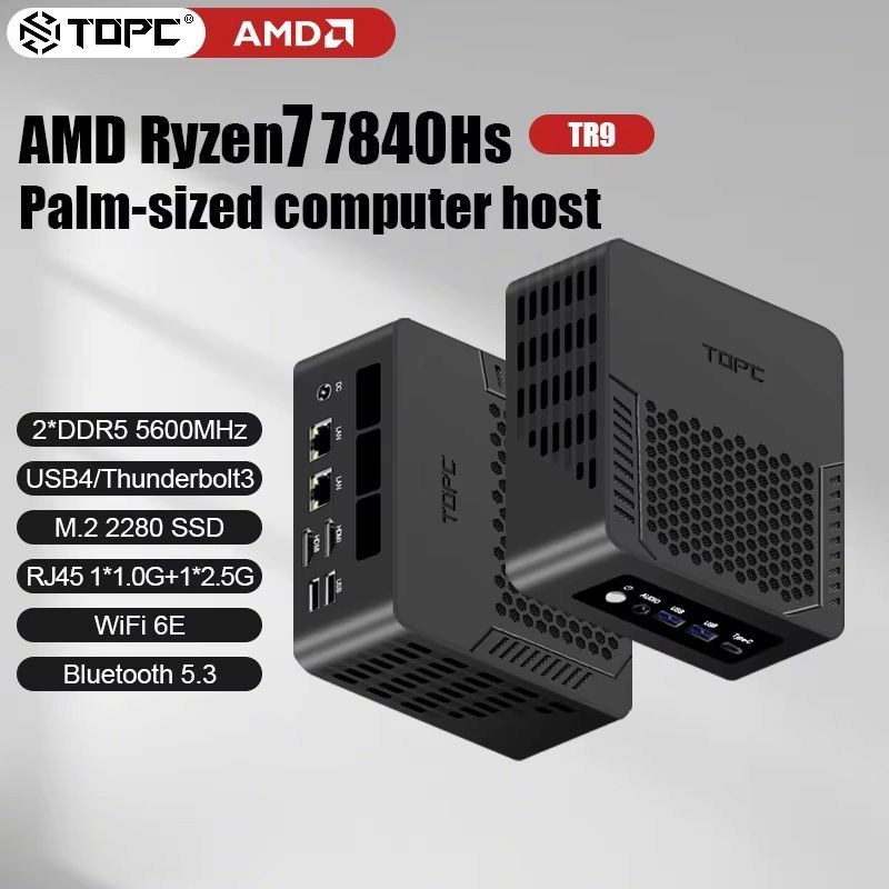 SZBOX Мини-ПК SZBOX AMD R7 7840HS (AMD Ryzen 7 7840HS, RAM Отсутствует, AMD Radeon 780M, Без ОС ...