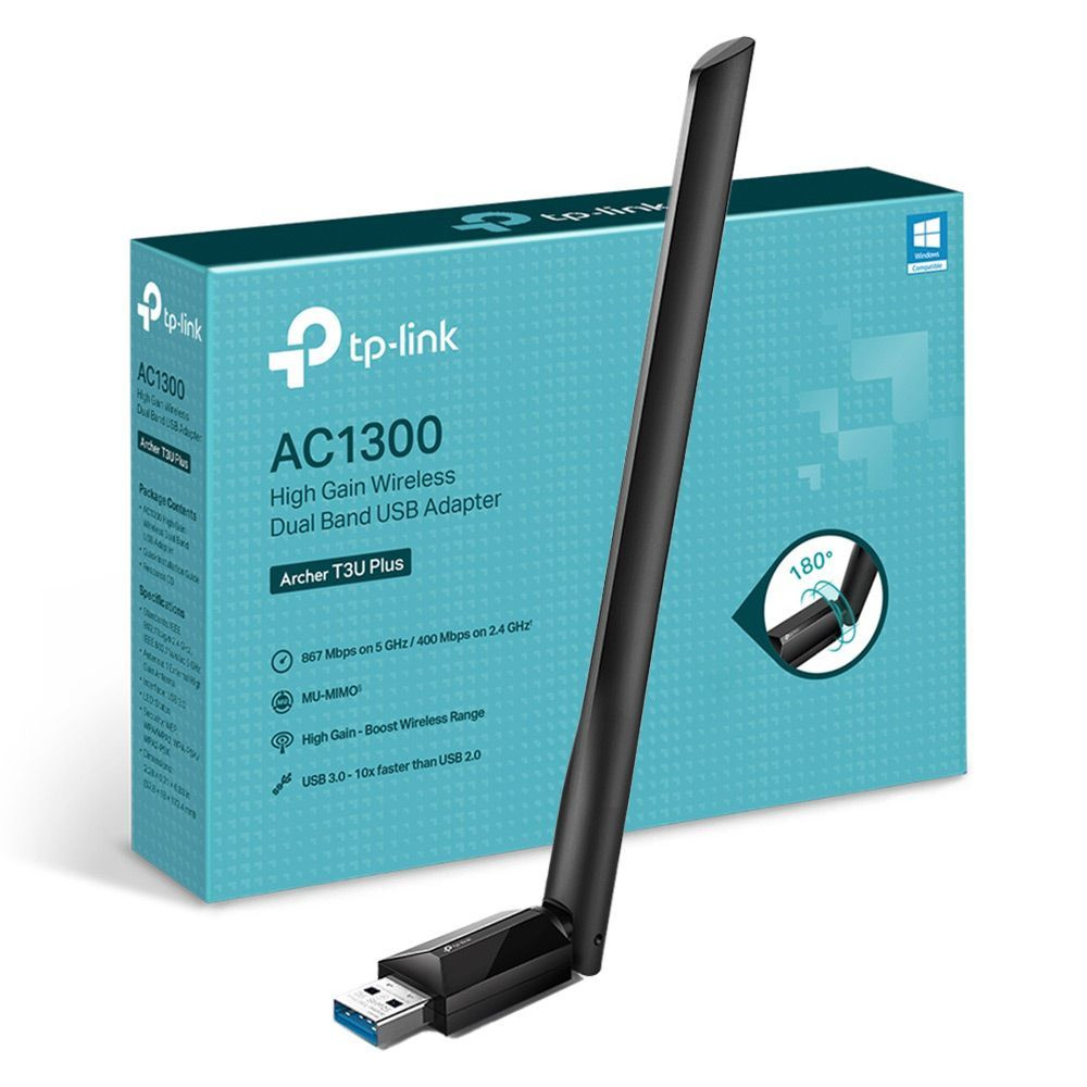 TP-Link Archer T3U Plus AC1300 двухдиапазонный USB-адаптер с высоким ...