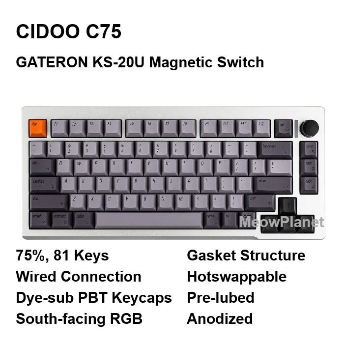 Cidoo Игровая клавиатура проводная C75, Английская раскладка ...