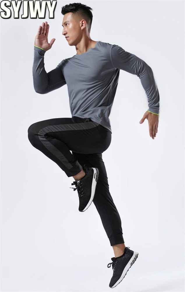 Футболка Мужской SYJWY серый меланж Длинный, размер 52 Спортивный Китай купить c доставкой на ...