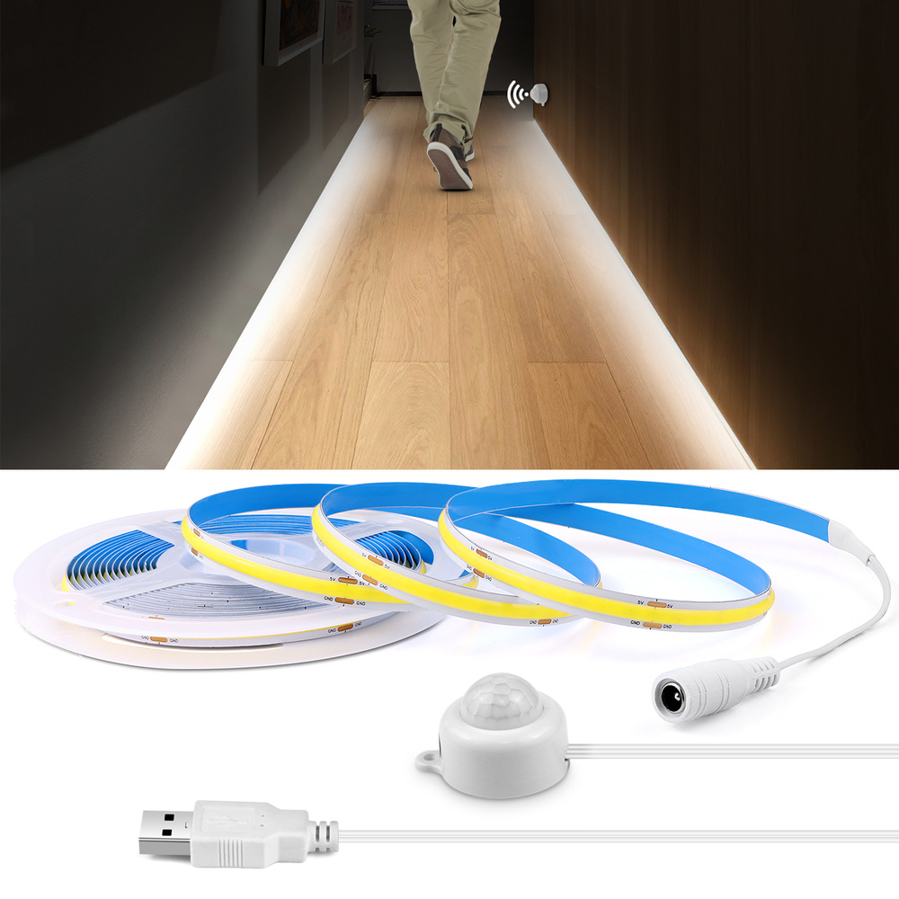 4 метр, светодиодная лента COB USB 5V, скрытый беспроводной датчик движения PIR, портативное ...