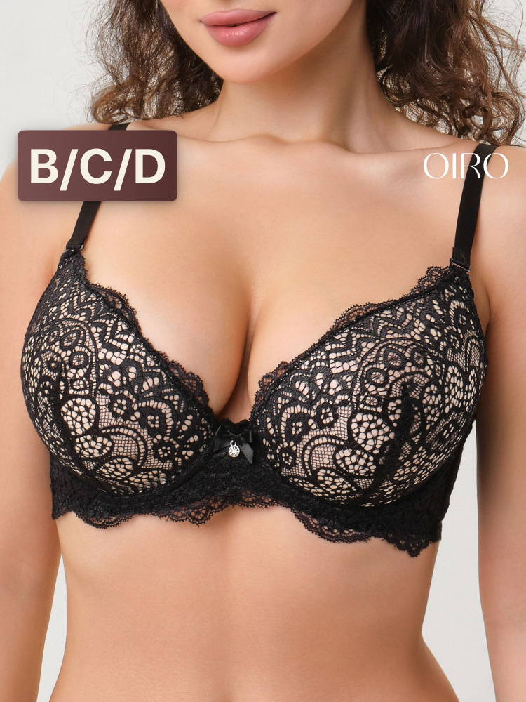 Бюстгальтер Женский OIRO формованная чашка, размер 105D черный Полиэстер, Полиамид Повседневный ...