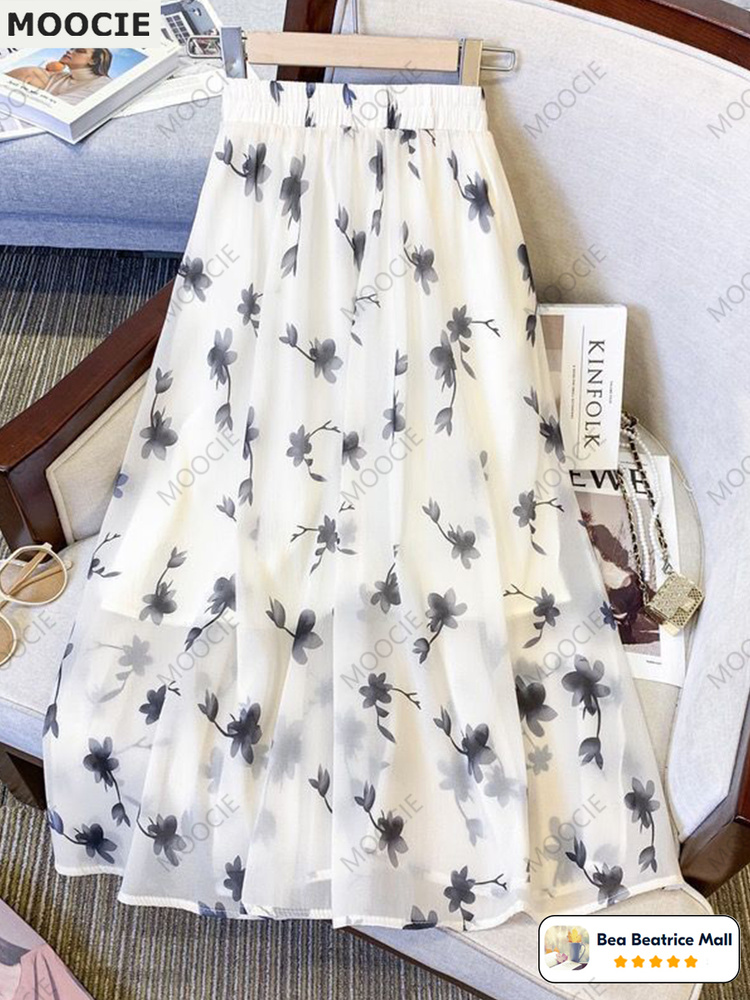 Юбка Женский MOOCIE черный Политекс, размер 46 Цветочный Демисезон купить c доставкой на OZON по ...