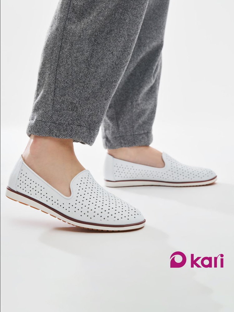 Лоферы Женский Kari белый, размер 36 Стандартный низкий (до 4 см) Лето G Без застёжки купить c ...