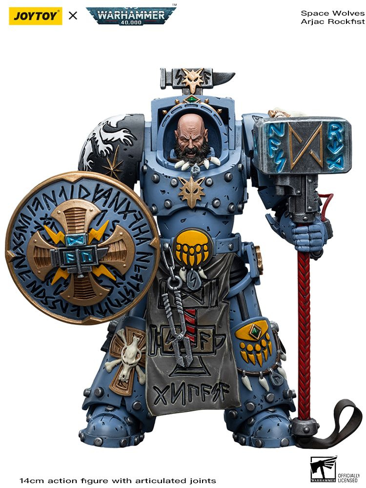 JOYTOY Warhammer 40K 1/18 Space Wolves Arjac Rockfist Подвижная фигурка ...