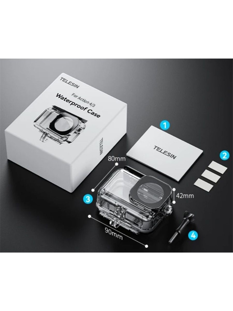 Водонепроницаемый подводный бокс Telesin для DJI Osmo Action 3/4/5, OA-WTP-003 купить на OZON по ...