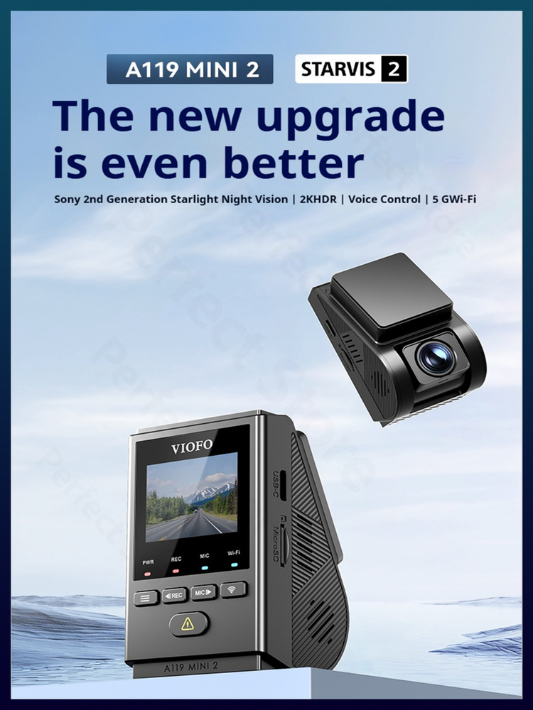VIOFO A119 MINI2 2.5K Ultra HD Видеорегистратор с Вторичным Ночным Видением StarLight ...