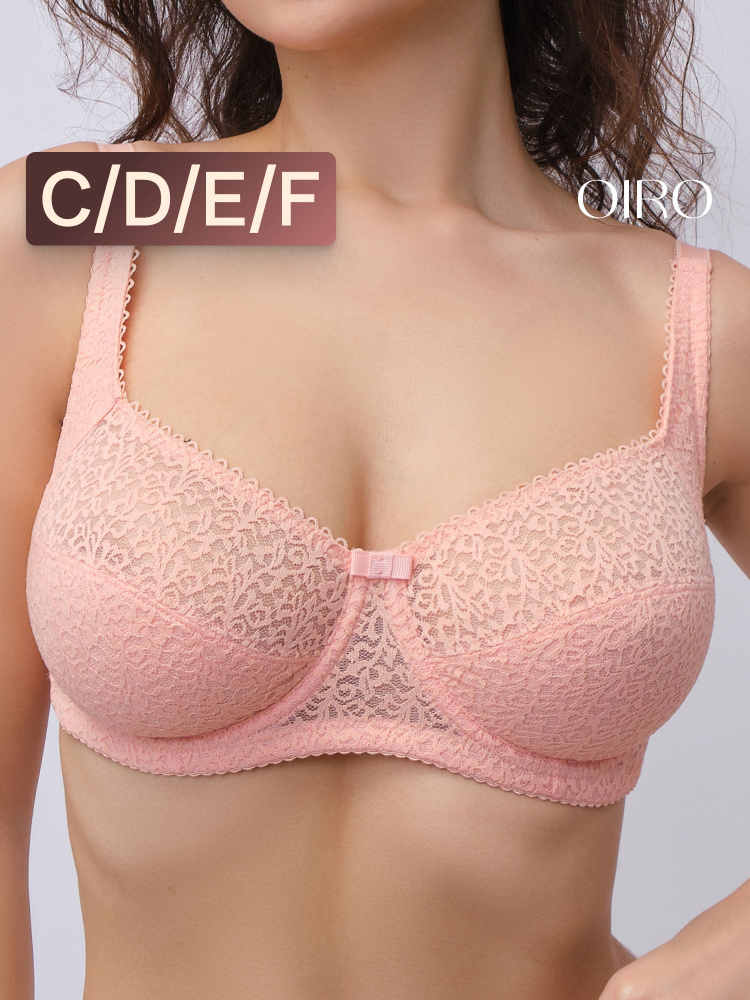 Бюстгальтер Женский OIRO на косточках, с мягкой чашкой, размер 85D персиковый Нейлон, Спандекс ...