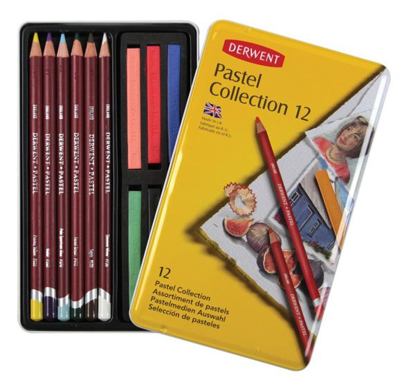 Набор Derwent Pastel Collection, 12 предметов в металлической коробке ...