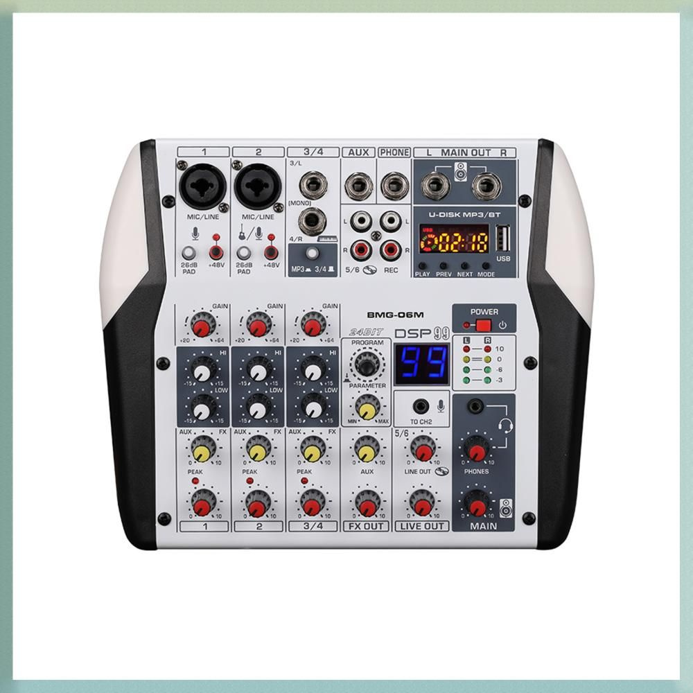 BOMGE 6-канальный DJ-микшер, профессиональное качество звука, для музыки и караоке купить на ...
