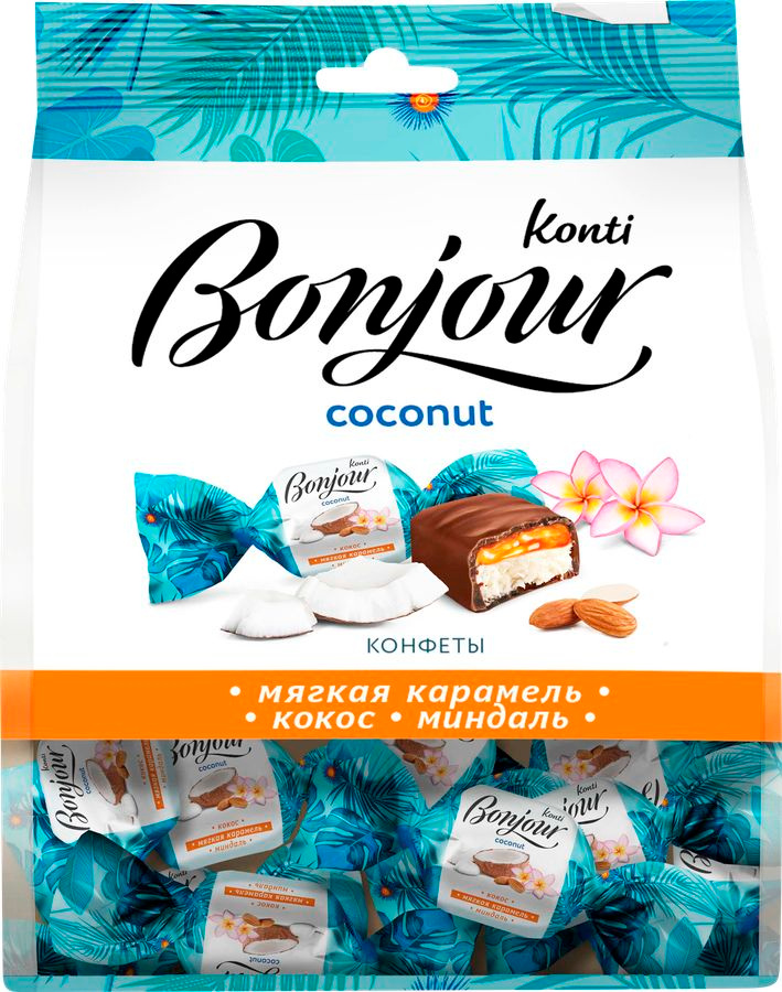 Конфеты KONTI Bonjour coconut, 200г купить на OZON по низкой цене ...