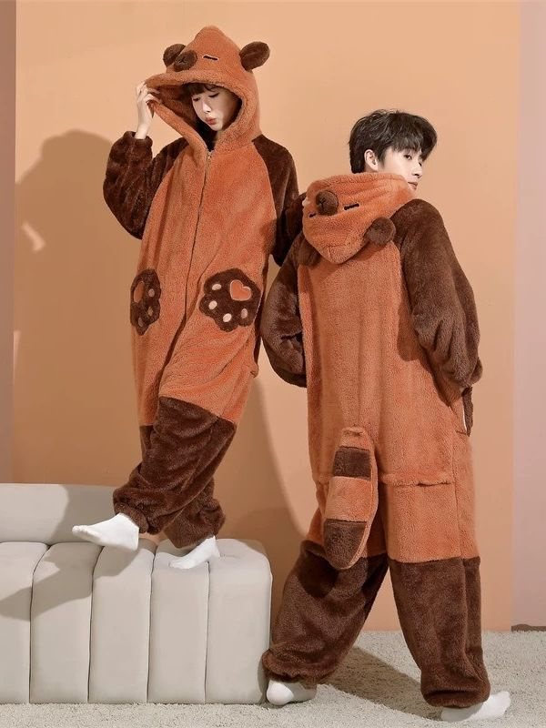 Кигуруми Мужской, Женский ZinBee, размер 46, 48 бледно-коричневый Демисезон Домашний Хлопок ...