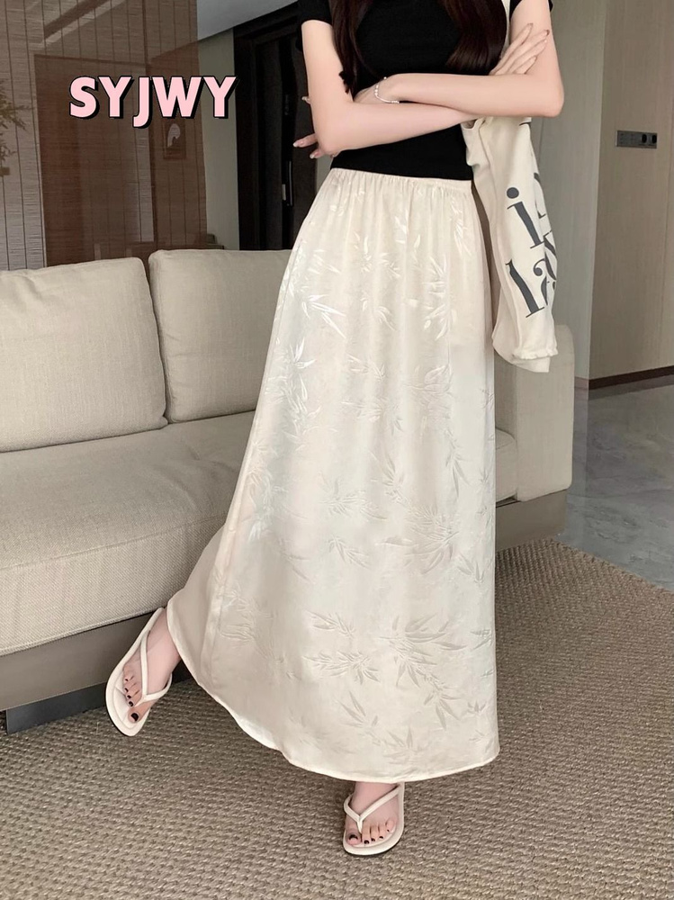 Юбка Женский SYJWY белый Шелк, Полиэфир, размер 40 Комбинированная Надписи На любой сезон купить ...