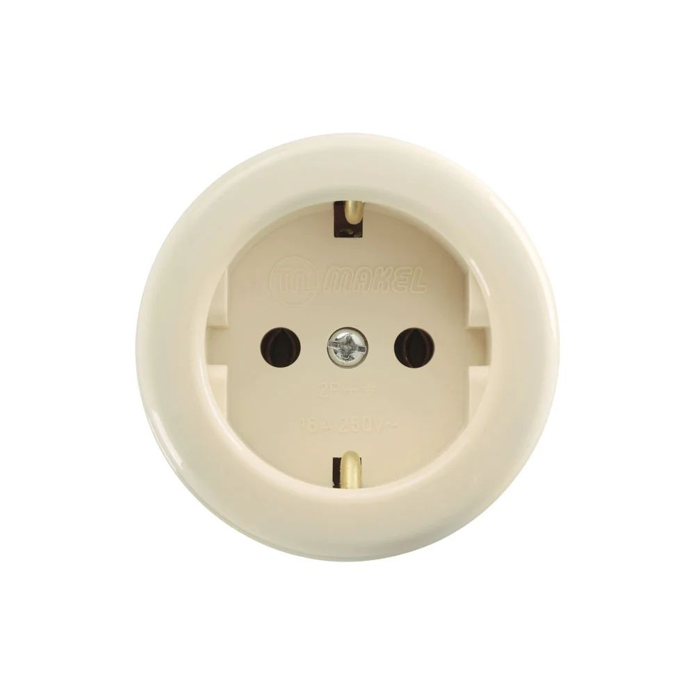 Розетка круглая накладная с заземлением Makel 16011 купить на OZON по низкой цене (2737514639)