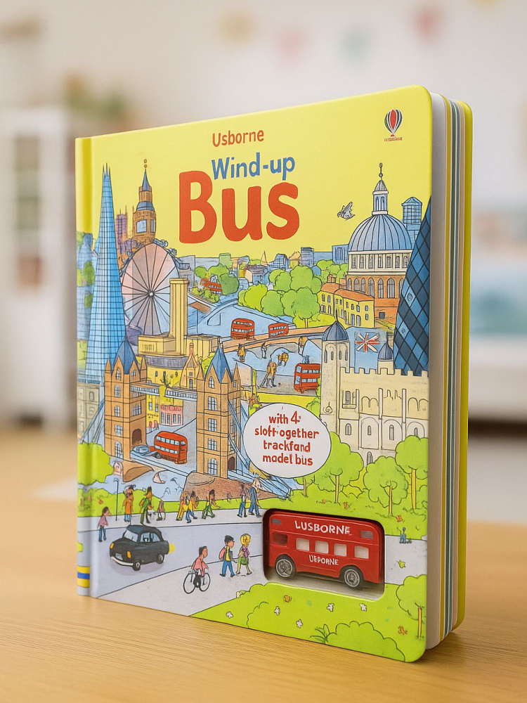 Usborne Wind-Up Bus Book картонная книга для детей с заводной игрушкой ...