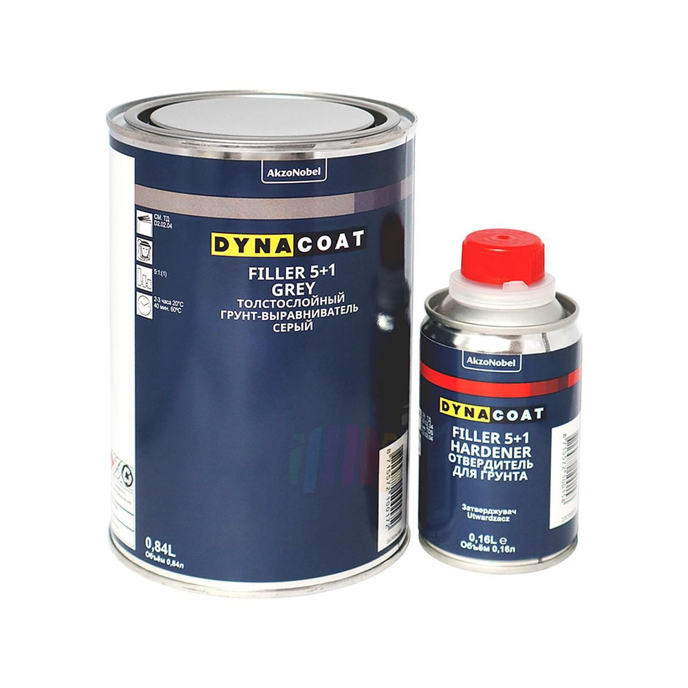 DYNACOAT Filler 5+1 Грунт-выравниватель толстослойный акриловый автомобильный (серый) 0,84 л. с ...