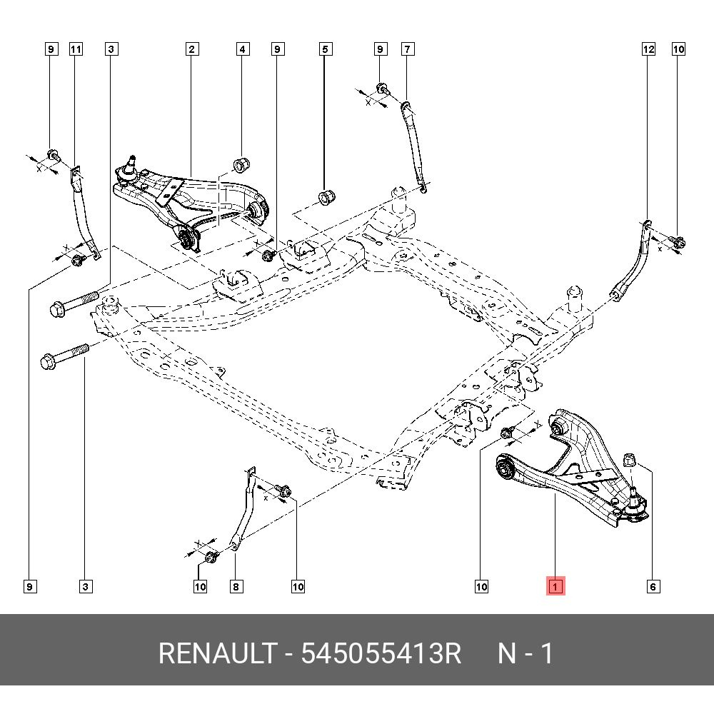 Рычаг левый renault duster/kaptur 1.6/1.5d 10> RENAULT 545055413R ...