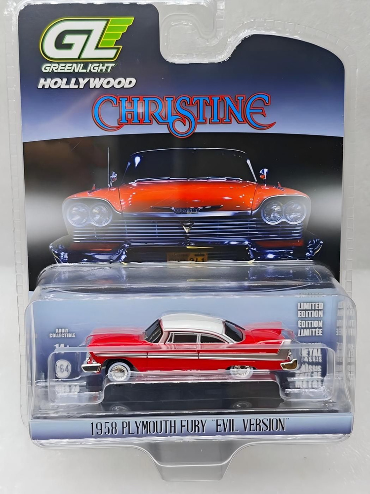 Машинка GreenLight 1/64 1958 Plymouth Fury Vension Red Die-cast Alloy Car Model Collection Toy ...