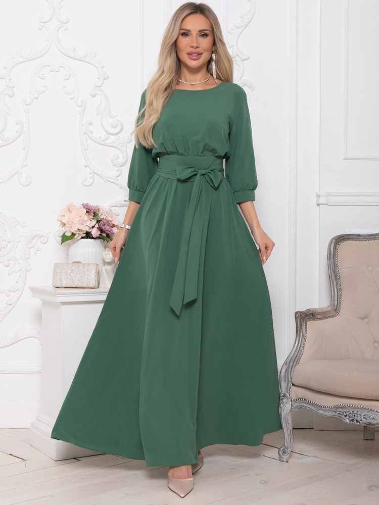 Платье Женский BELLMELODY изумрудно-зеленый Вечерний/праздничный Три четверти Текстиль, размер ...