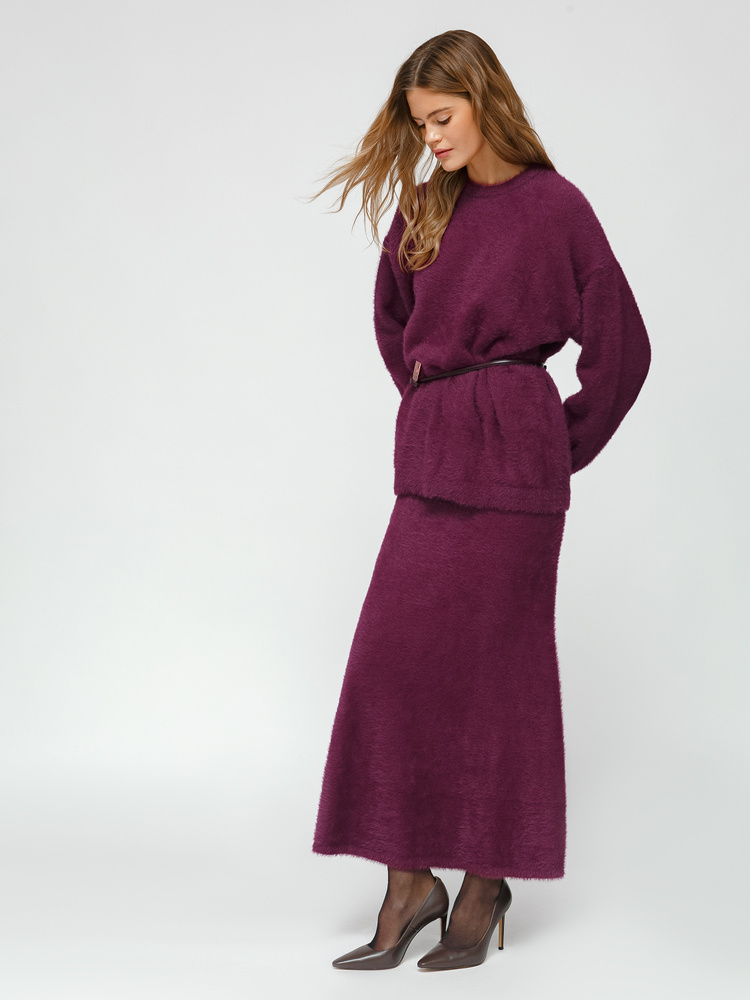 Юбка Женский VITTORIA VICCI винный Нейлон, размер 44, 46 Без застежки Макси Однотонный Зима ...