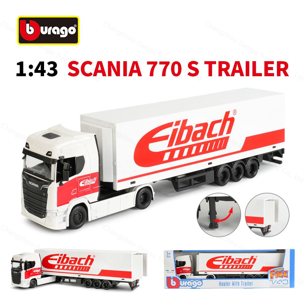 Bburago 1:43 Scania 770 S Trailer, Haulers With Trailer отлитая под давлением Коллекционная ...
