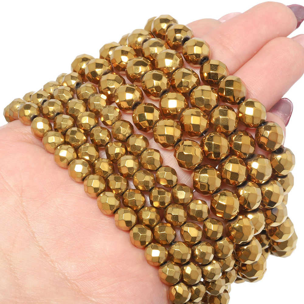 Золотые граненные каменные бусины из гематита 3 мм для рукоделия (около ...