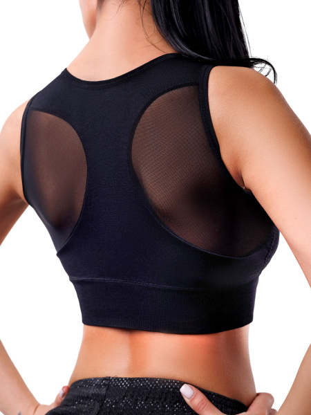 Топ-бра Женский RUNNRUSH черный, размер 44 Нейлон, Эластан Без рукавов Повседневный, Спортивный ...