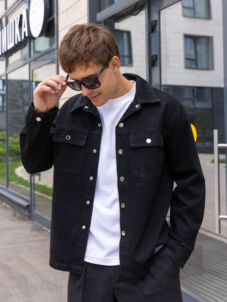 Куртка джинсовая Мужской Brostem черный Хлопок, размер 50 Длинный На любой сезон Без наполнителя ...